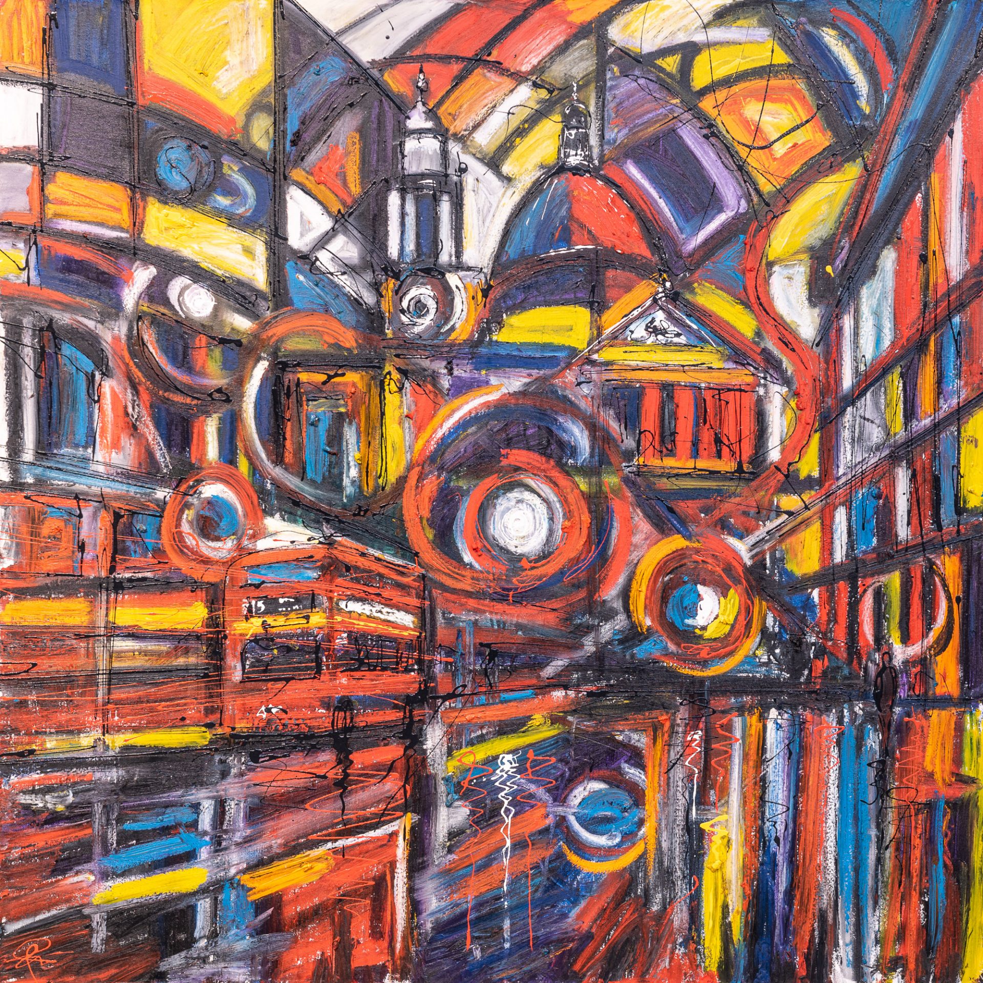 Original Abstract London Painting - St Paul's Abstract by Paul Kenton