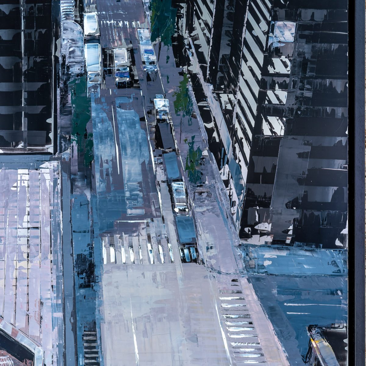 Original New York Street Painting - Towering Perspective by Paul Kenton