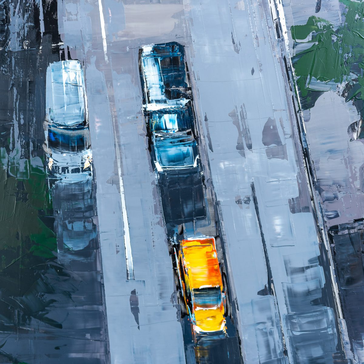 Original New York Street Painting - Towering Perspective by Paul Kenton