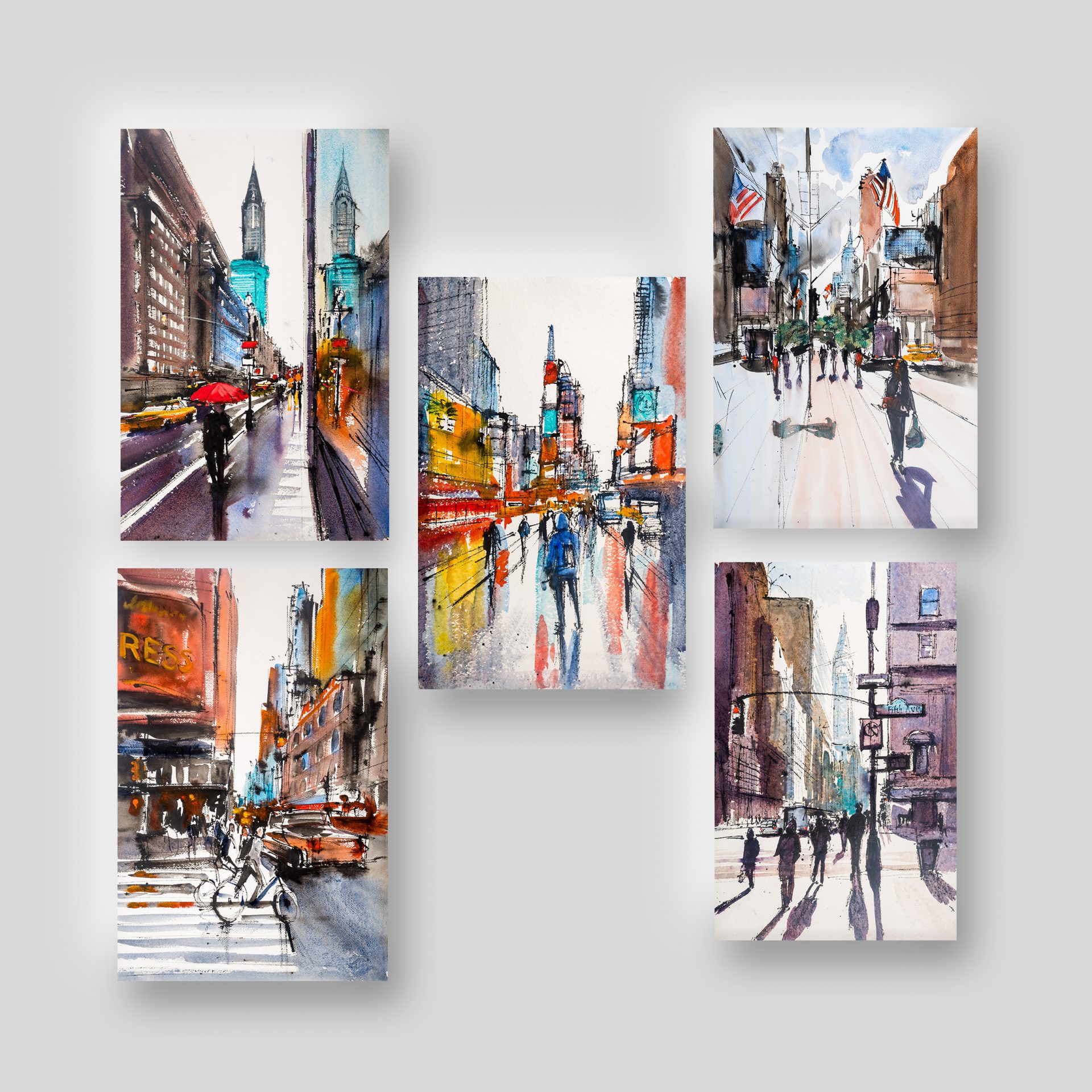 New York Watercolour & Ink - Print Collection Set - Paul Kenton