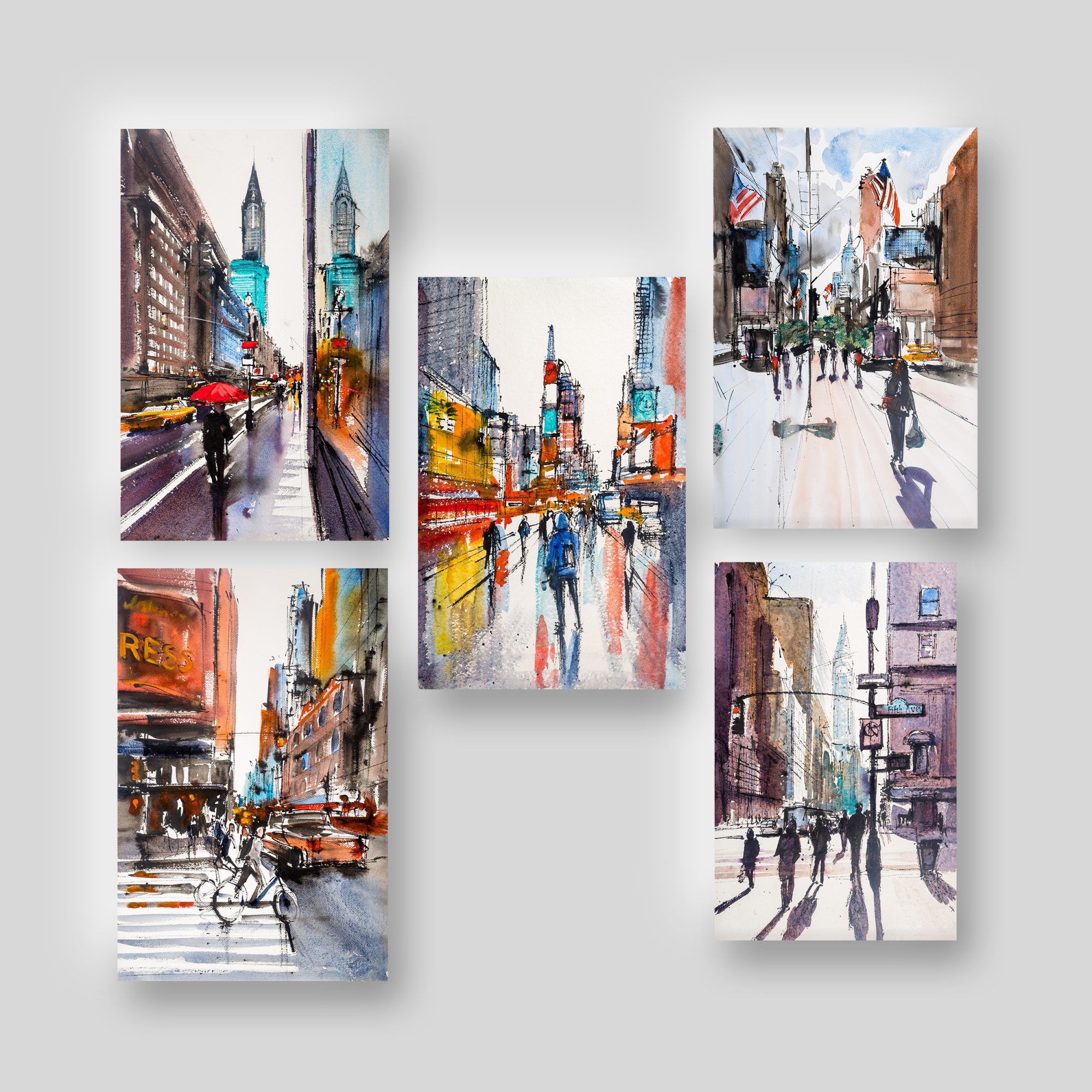 New York Watercolour & Ink - Print Collection Set - Paul Kenton