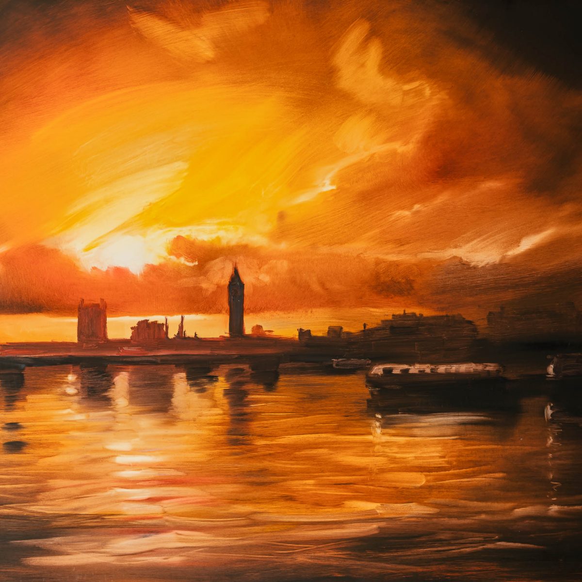 Original London Cityscape Painting - Resplendent Westminster by Paul Kenton