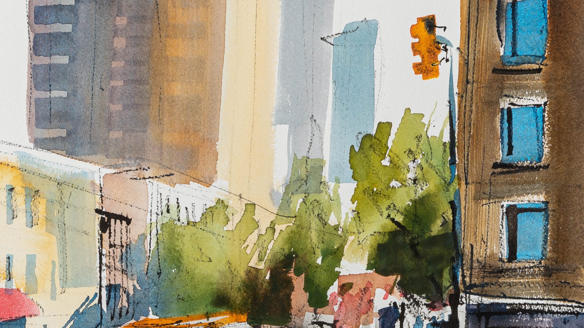 NYC Intersection - Original New York Cityscape Painting