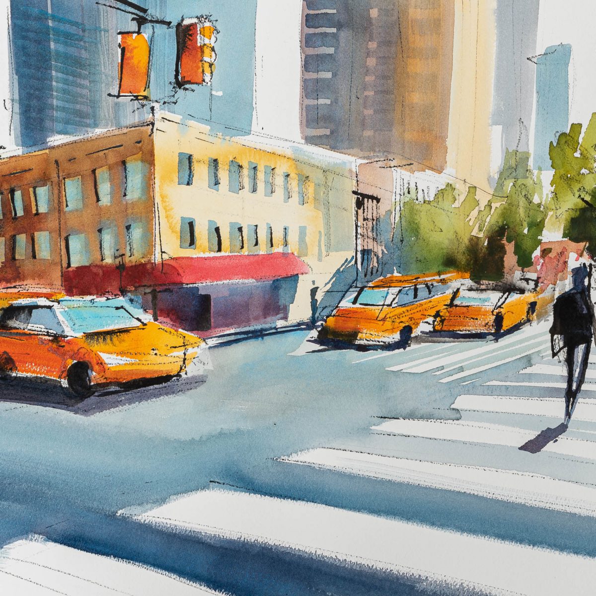 NYC Intersection - Original New York Cityscape Painting