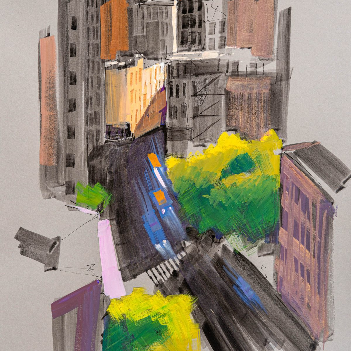 View from Above - Original New York Cityscape Painting