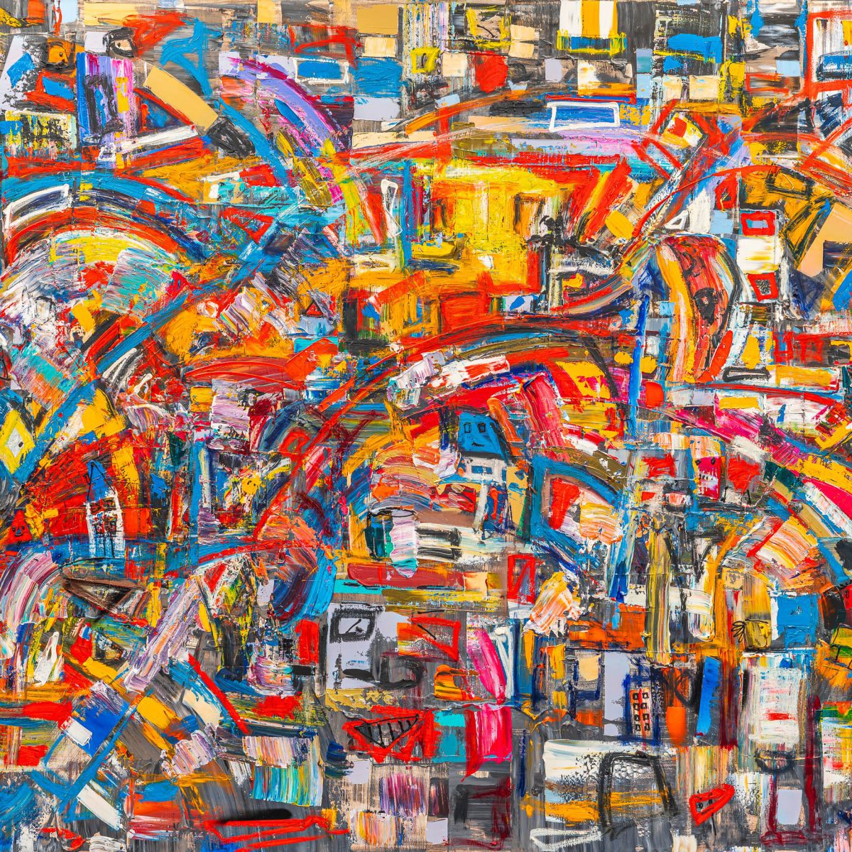 Laid Back - Original Abstract Cityscape Painting